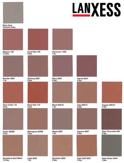 Bayferrox® Lanxess Color Chart